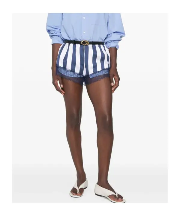 THE FRANKIE SHOP Striped Shorts With Lace Hem