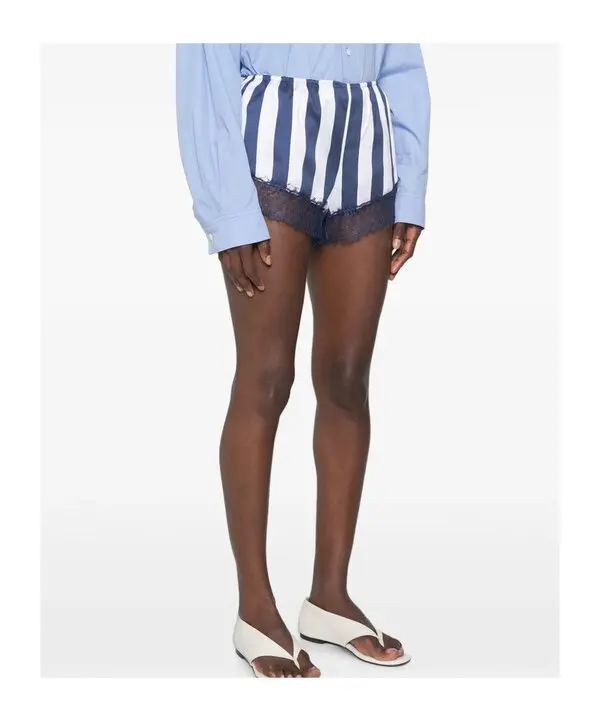 THE FRANKIE SHOP Striped Shorts With Lace Hem