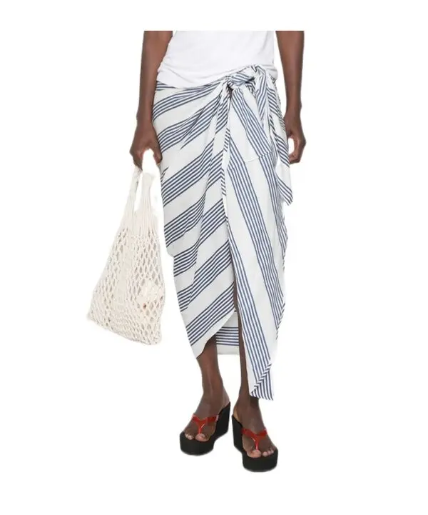 THE FRANKIE SHOP Asymmetrical Striped Skirt With Knot Detail