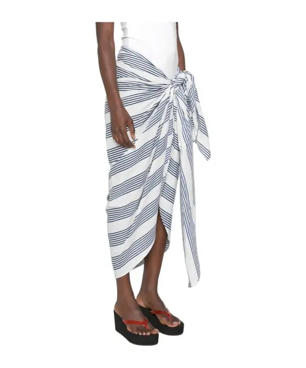 THE FRANKIE SHOP Asymmetrical Striped Skirt With Knot Detail