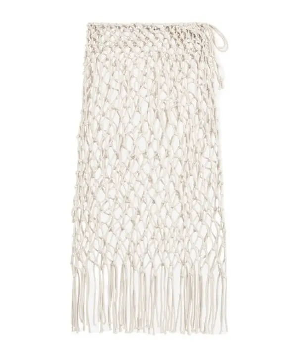 THE FRANKIE SHOP Tropea Macrame Skirt - Ecru