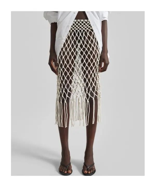 THE FRANKIE SHOP Tropea Macrame Skirt - Ecru