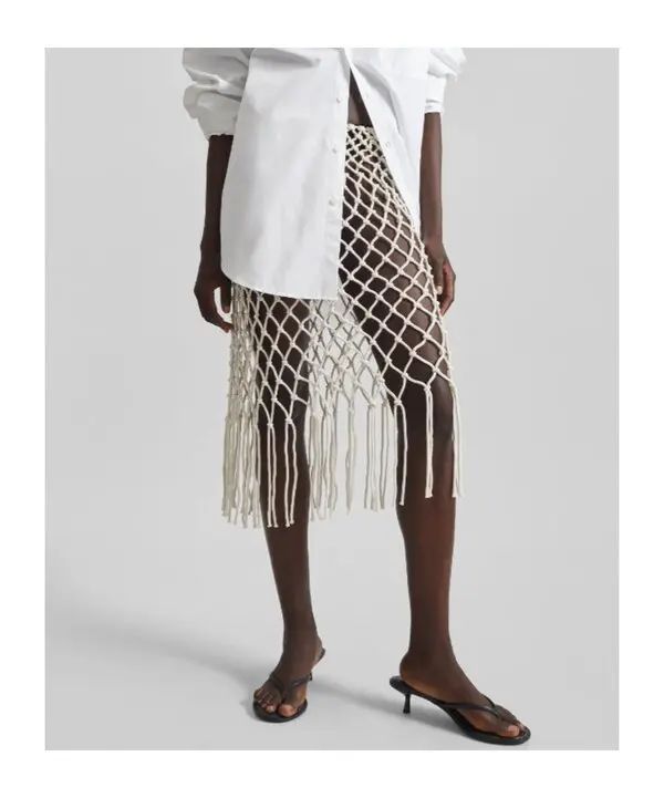 THE FRANKIE SHOP Tropea Macrame Skirt - Ecru