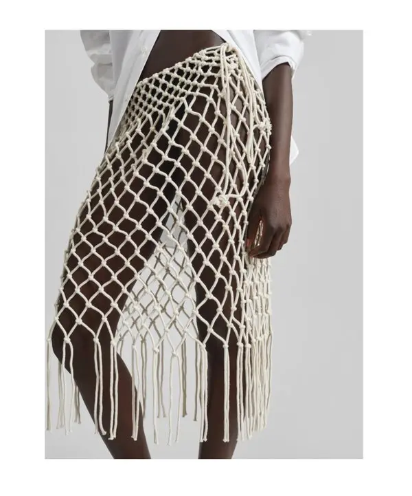 THE FRANKIE SHOP Tropea Macrame Skirt - Ecru