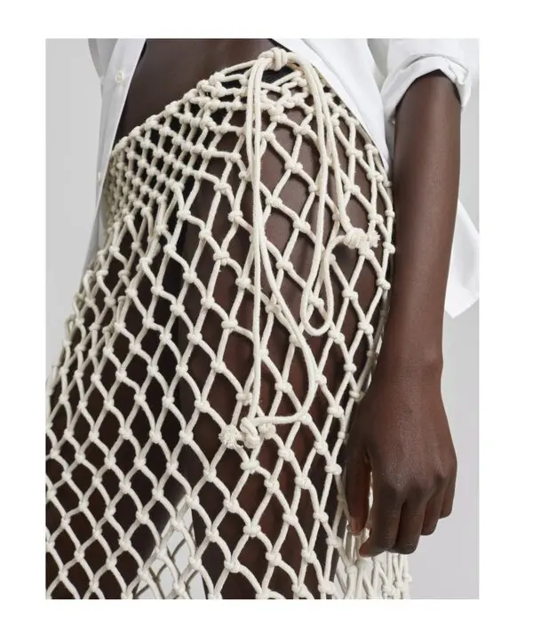 THE FRANKIE SHOP Tropea Macrame Skirt - Ecru