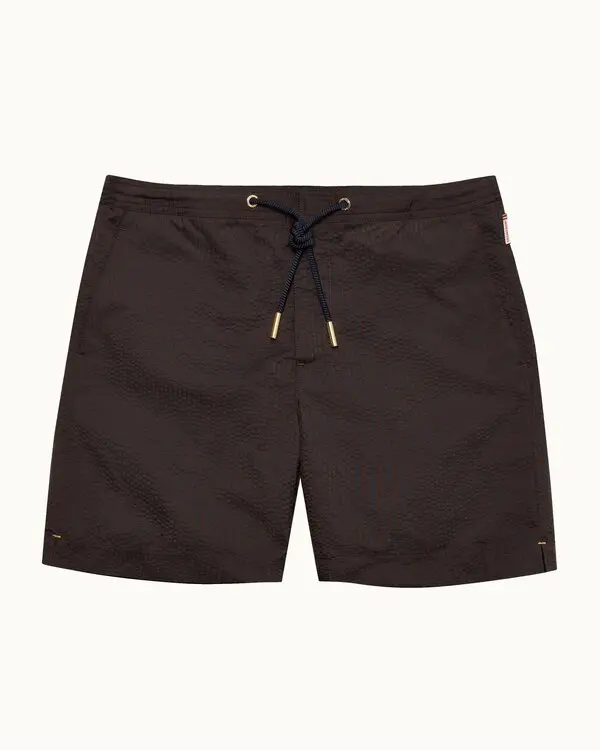 Orlebar Brown Tailored Textured Stripe Swim Shorts - Espresso