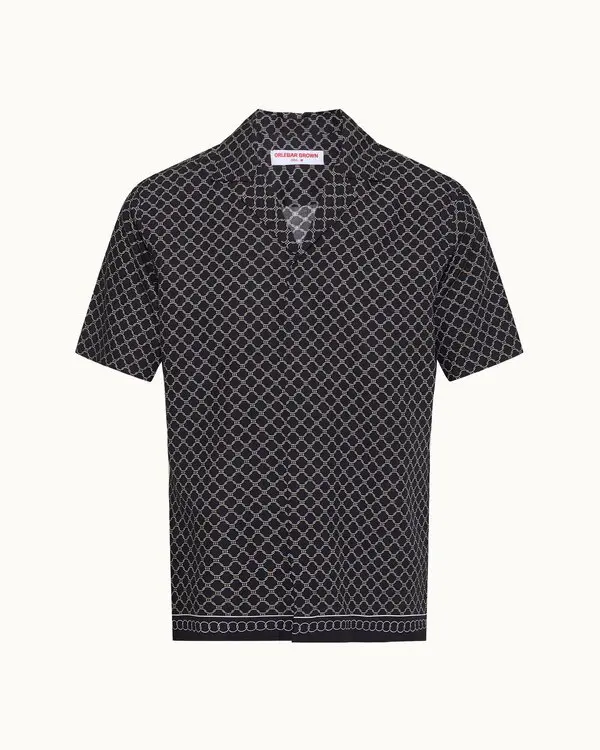 Orlebar Brown Printed Lyocell Shirt In Night Iris