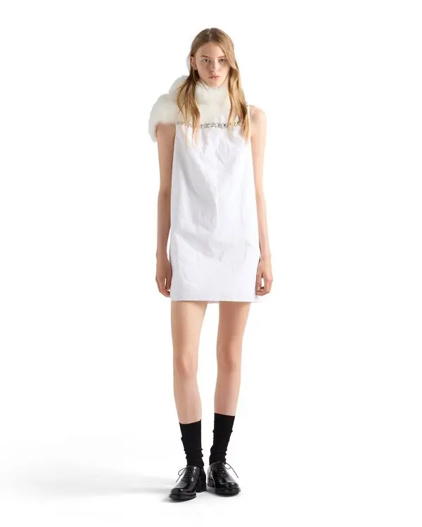 Prada Embroidered Old Reps Fabric Mini-dress