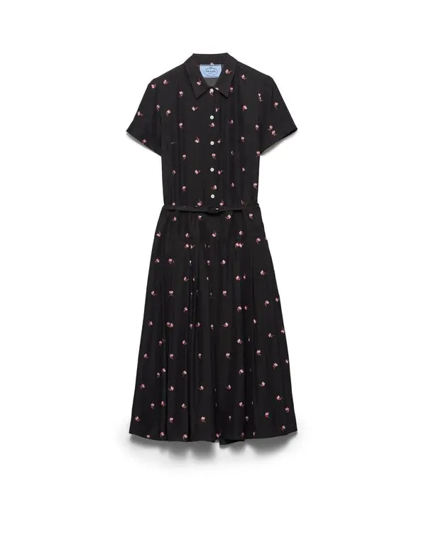 Prada Floral Print Washed Silk Dress