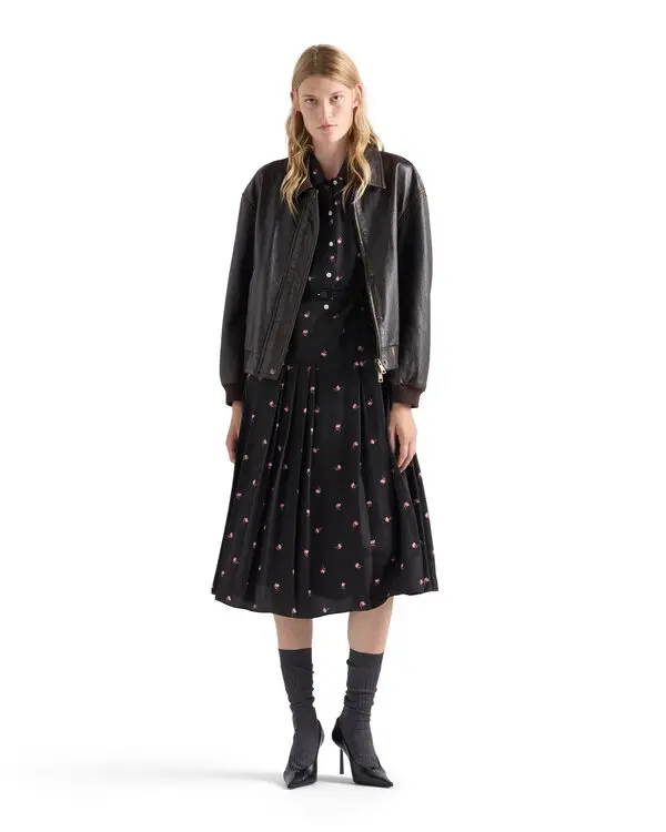 Prada Floral Print Washed Silk Dress