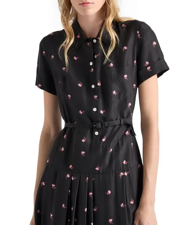 Prada Floral Print Washed Silk Dress