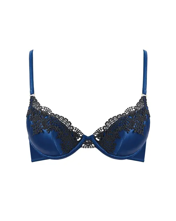 Bluebella Ida Luxury Satin Moulded Bra Navy Peony