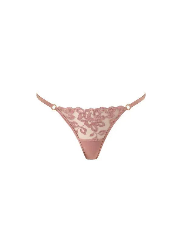 Bluebella Rosina Sheer Embroidered Thong Dusty Rose