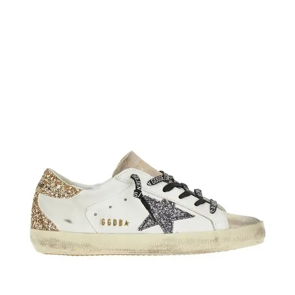 GOLDEN GOOSE Super-star Sneakers With Glitter Accents - White