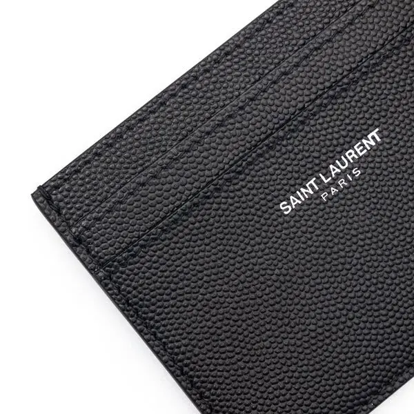 Saint Laurent Grain De Poudre Leather Cardholder