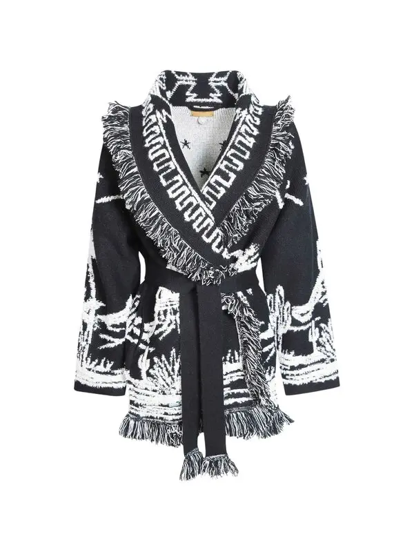 Alanui Canyon Spirit Cardigan With Fringes And Belted Waist