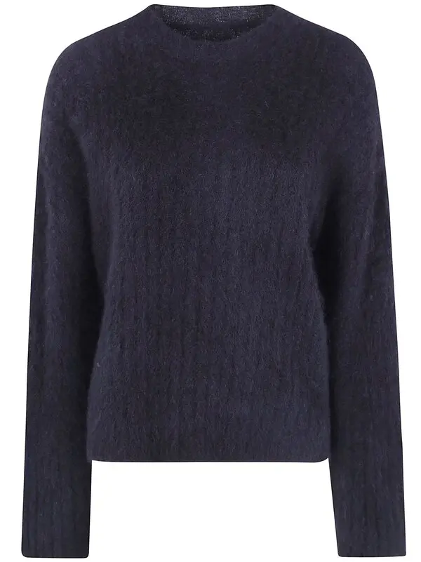 UMA WANG Sweater Fluffy Wool Crewneck - Black