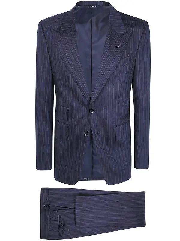 TOM FORD Suit Herringbone Stripe Shelton Suit Fl - Blue