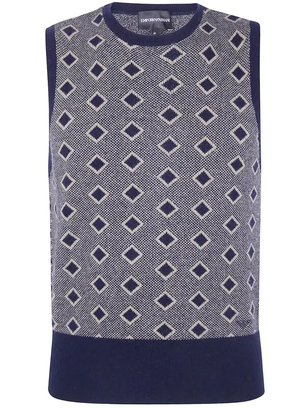 Emporio Armani Sweater Vest V Neck "rumble Dark Navy