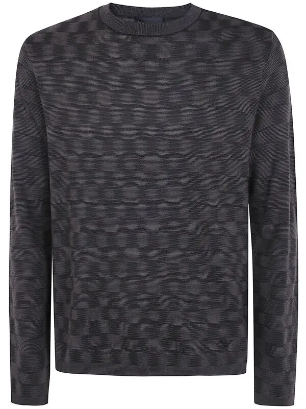 Emporio Armani F6030 Chocolate Fancy" Round Neck Sweater - Brown