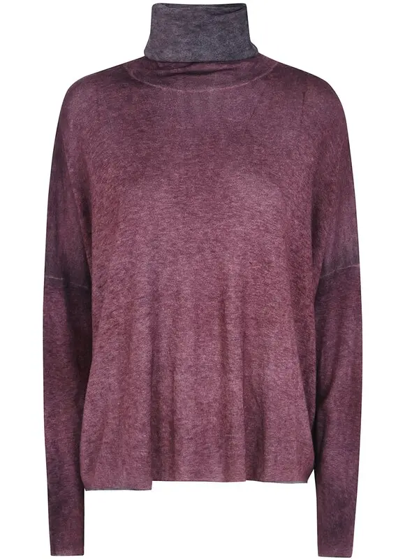 Avant Toi Sweater Hand Painted Ultralight Cashmere Wool High Neck Pull - Red