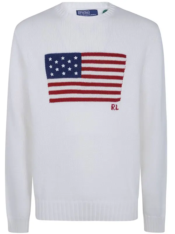 Polo Ralph Lauren Sweater Long Sleeve "flag Embroidered Pullover