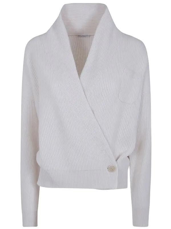 Brunello Cucinelli Cashmere Wrap Sweater - White