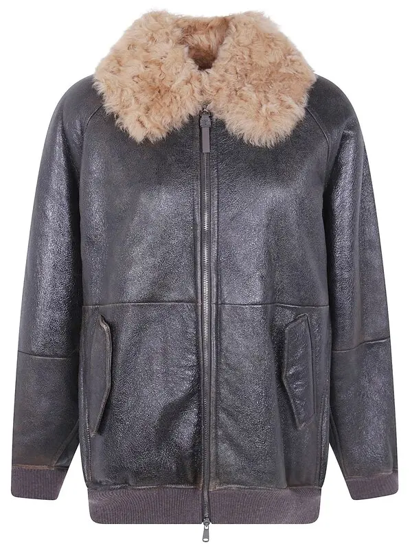 Brunello Cucinelli Jacket Fur Collar "mpmma7564 C9998 Nut