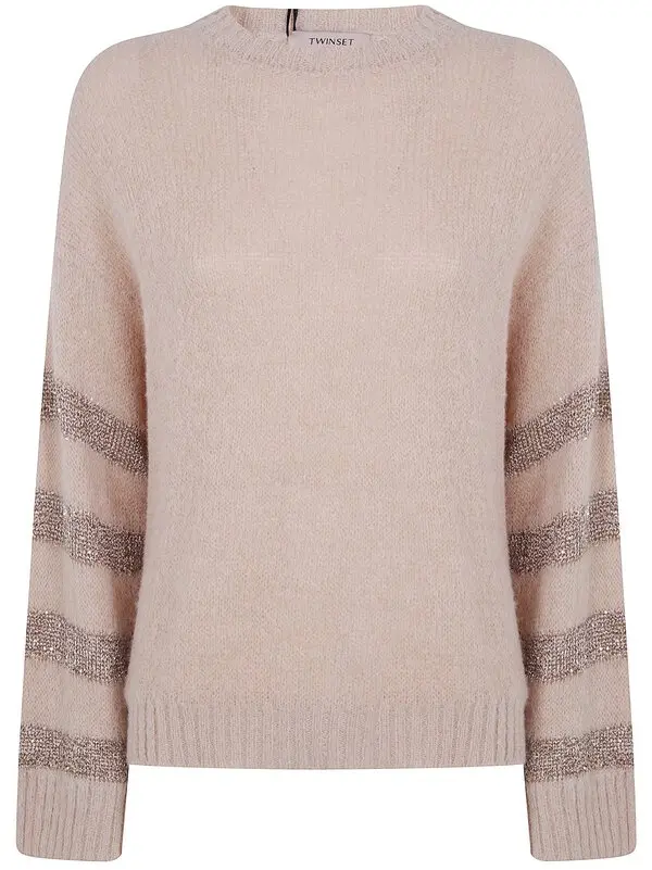 TWINSET Sweater Round Neck "sandy Brown Hemp Gold