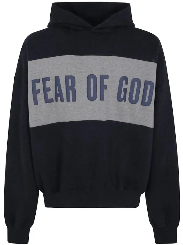 Fear Of God Sweater Cropped Relaxed "panelled Hoodie - Gray
