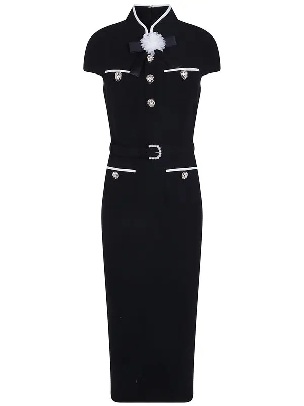 SELF-PORTRAIT Dress Wool Crepe Midi "aw26.074mb