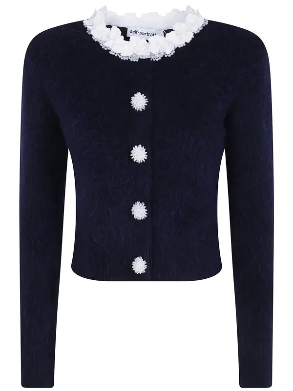 SELF-PORTRAIT Sweater Pearl Trim Knit Jumper