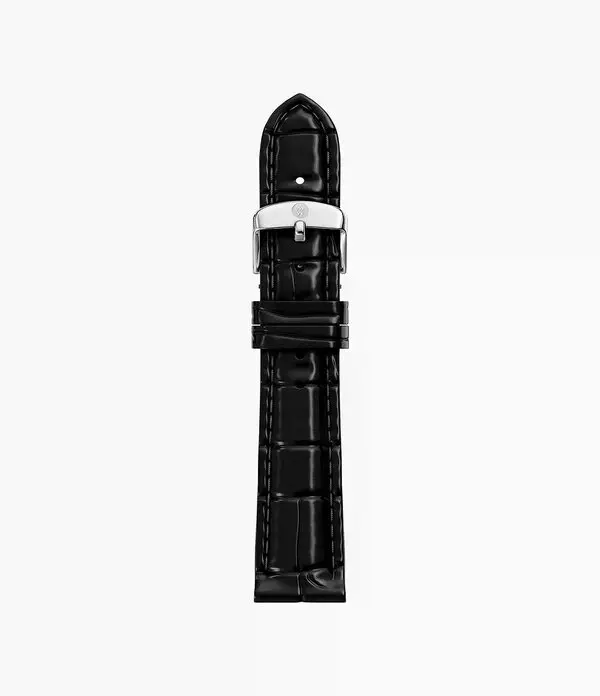Michele 16mm Croco-calf Embossed Leather Strap - Black