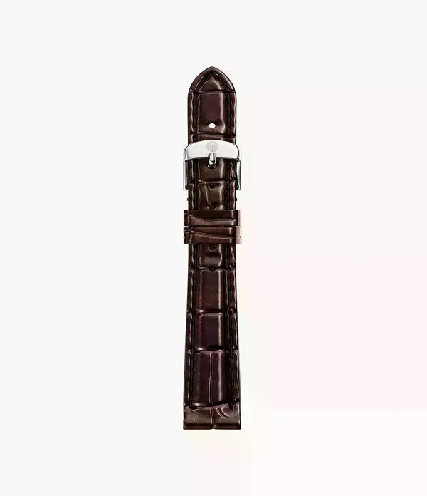 Michele 14mm Chocolate Croco-calf Embossed Leather Strap