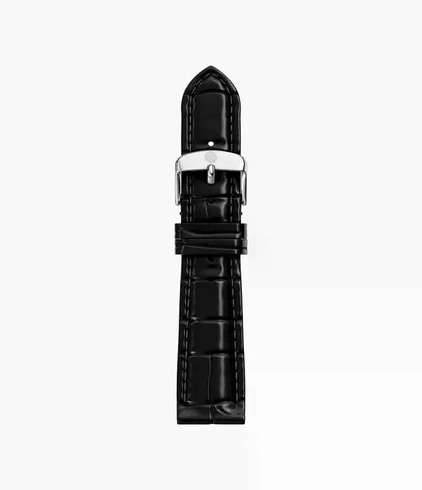 Michele 18mm Croco-calf Embossed Leather Strap - Black
