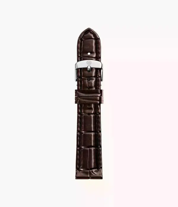 Michele 16mm Chocolate Croco-calf Embossed Leather Strap