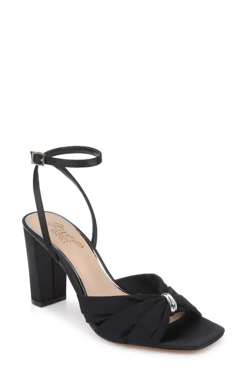 Badgley Mischka Basma Ankle Sandal - Black Satin
