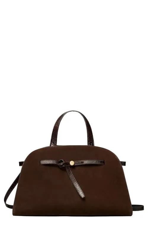Tory Burch Romy Suede Leather Bauletto - Dark Cocoa