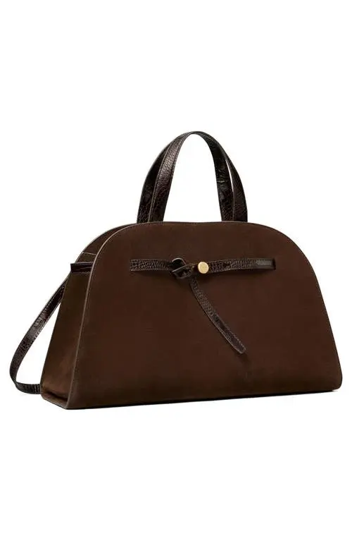 Tory Burch Romy Suede Leather Bauletto - Dark Cocoa