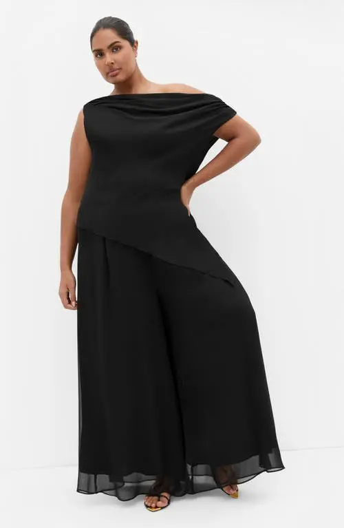 City Chic Skyla Elastic Waist Wide Leg Pants
