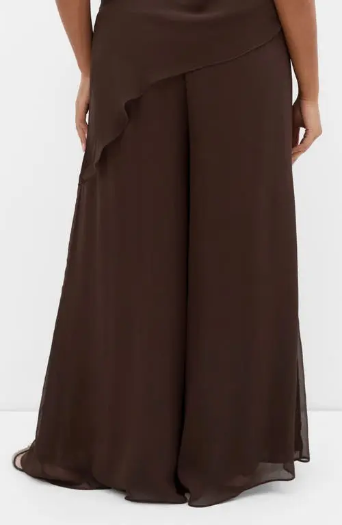 City Chic Skyla Elastic Waist Wide Leg Pants - Chocolate