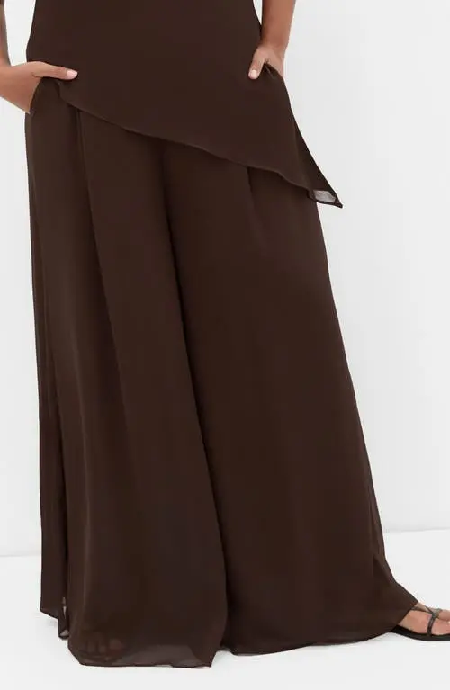 City Chic Skyla Elastic Waist Wide Leg Pants - Chocolate