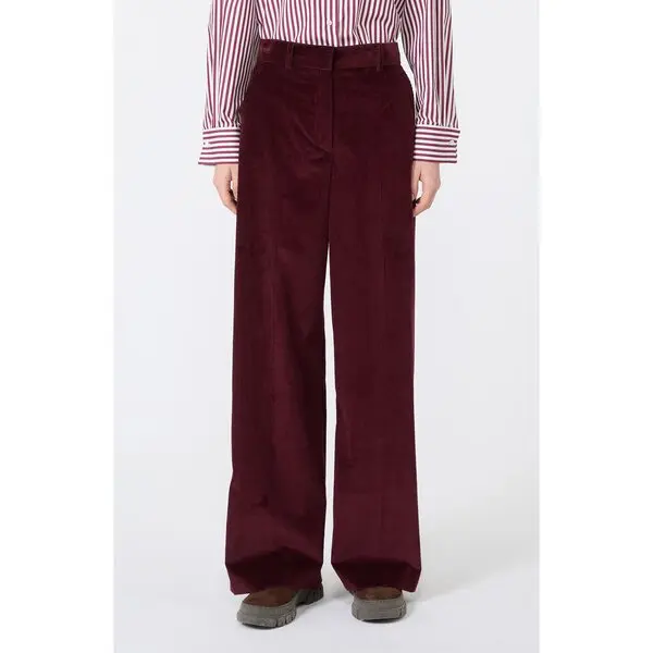 Max Mara Tania Wide Leg Corduroy Pants - Bordeaux