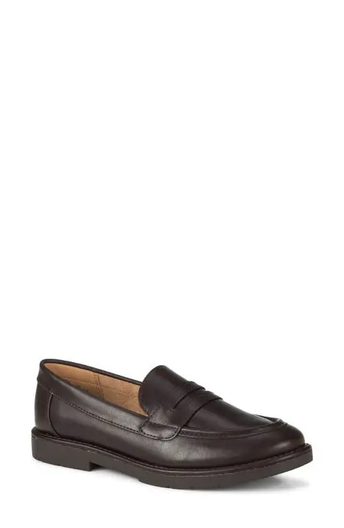 BARETRAPS Calli Croc Embossed Faux Leather Loafer - Dark Brown