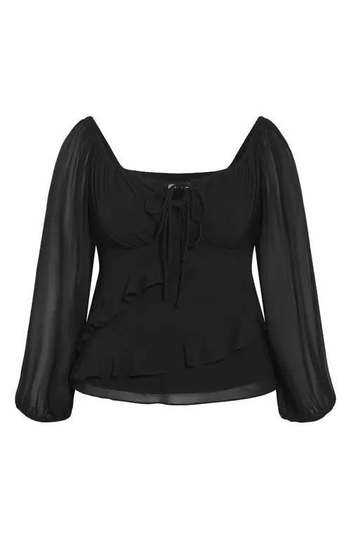 City Chic Shayla Ruffle Long Sleeve Top