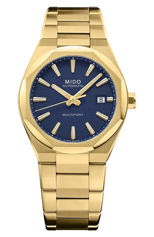 MIDO Multifort 8 One Crown Automatic Goldtone Bracelet Watch