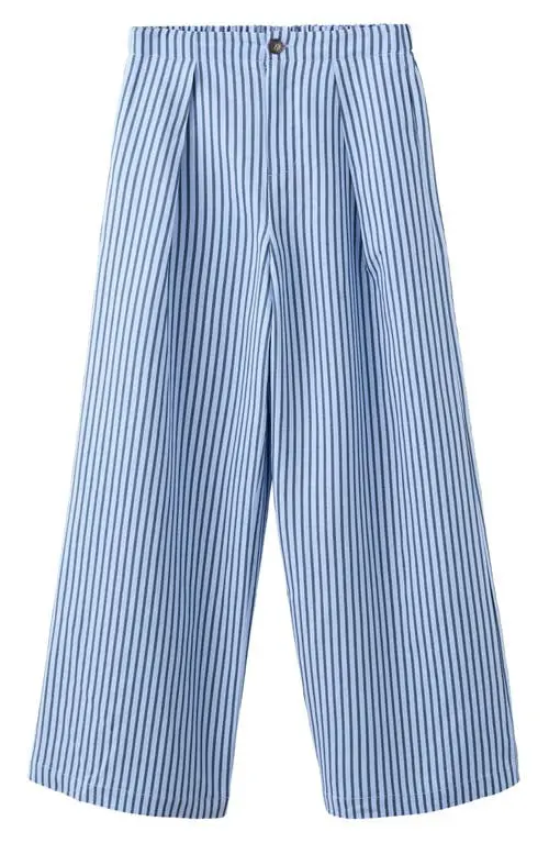 Mango Striped Wide Leg Pleated Trousers