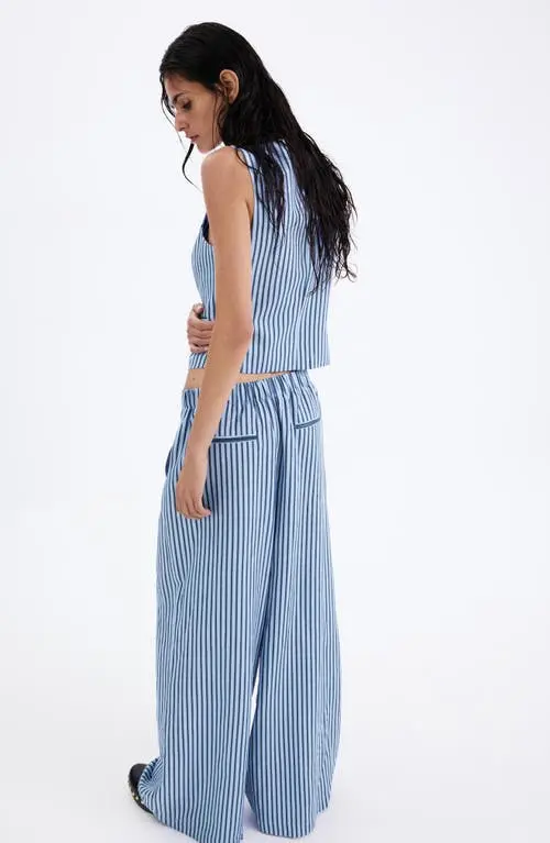Mango Striped Wide Leg Pleated Trousers