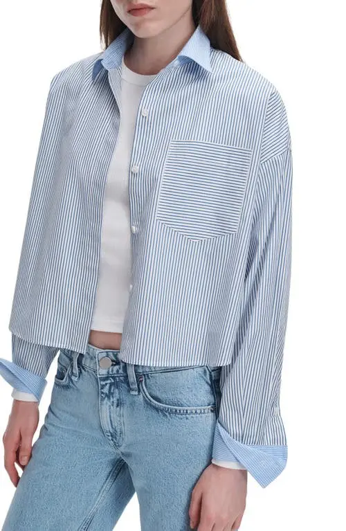 Rag & Bone Marin Striped Cropped Cotton Shirt