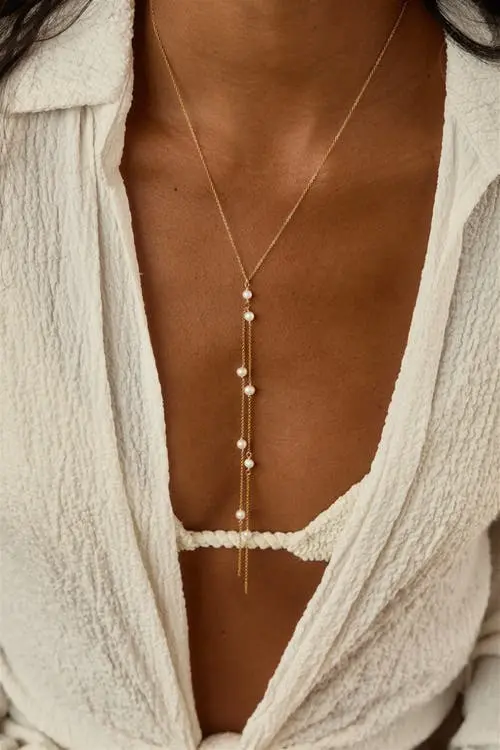 SET & STONES Bobbi Pearl Lariat Necklace